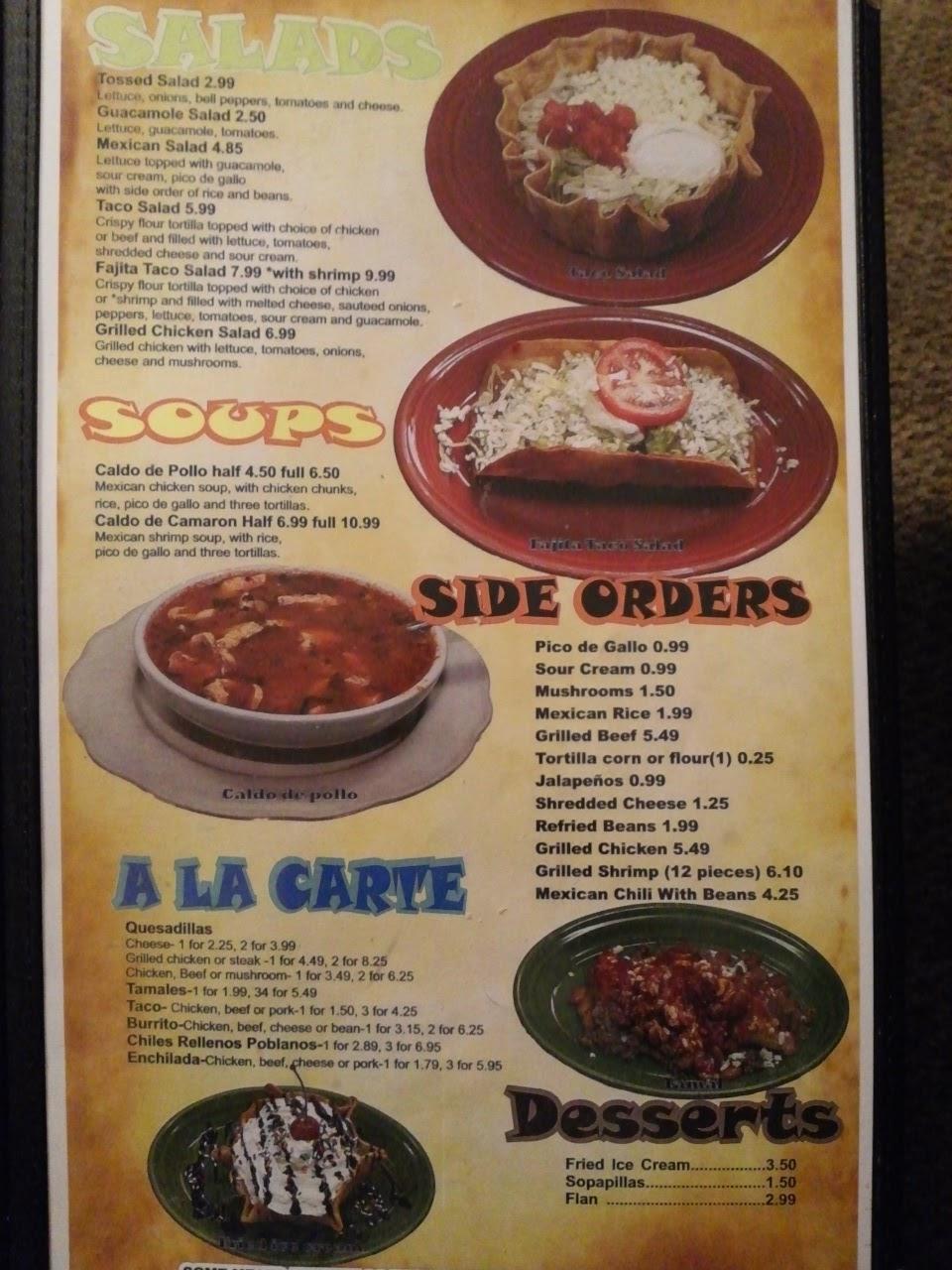 Menu at Dos Arcos restaurant, Centralia