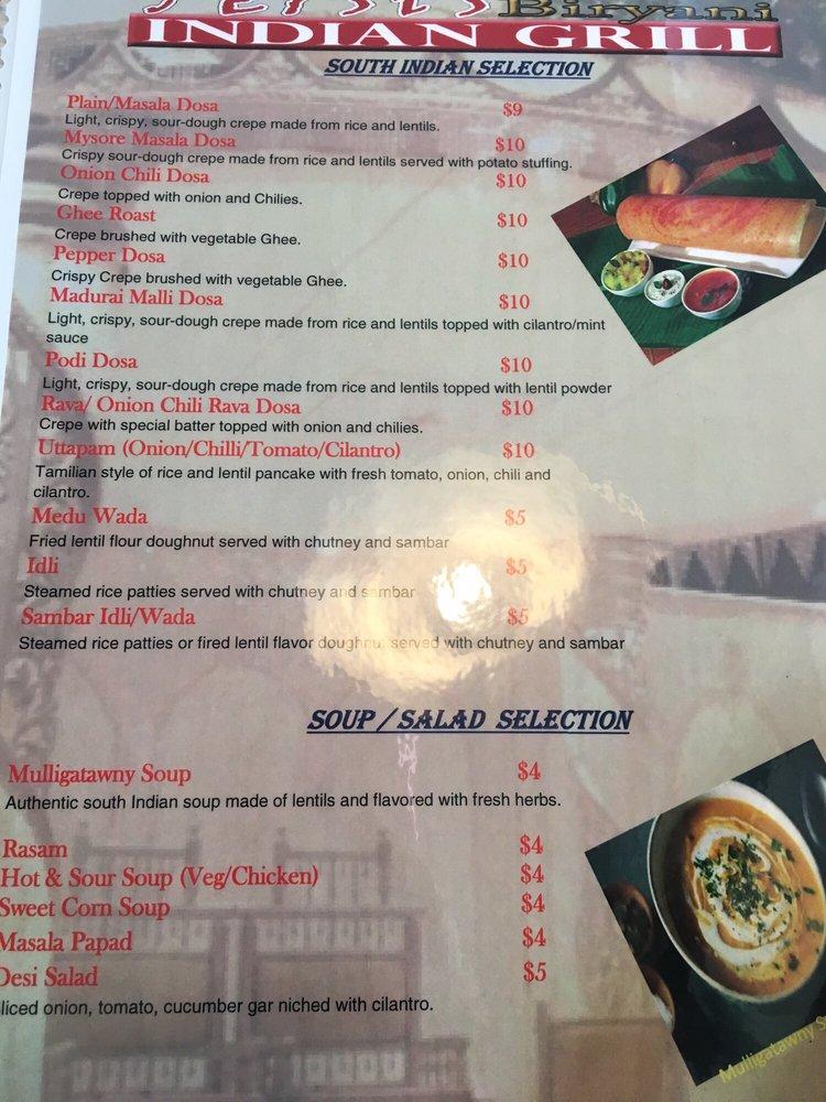 Menu at Persis Biryani Indian Grill restaurant, Greenville
