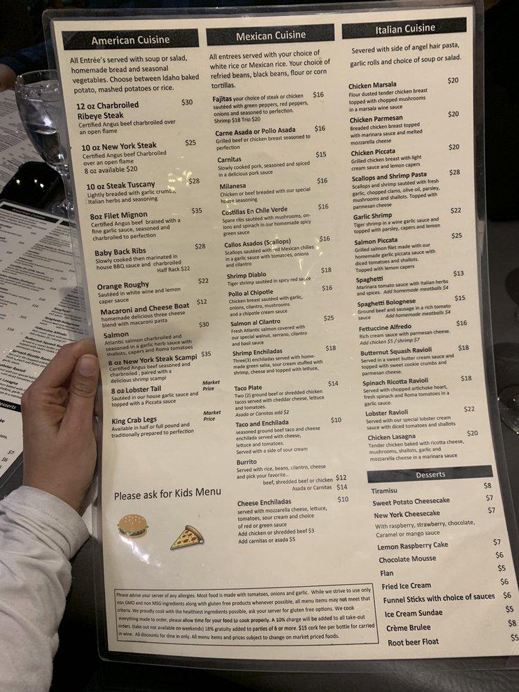 Menu at Santana Mavericks Bar N Grill, Big Bear Lake