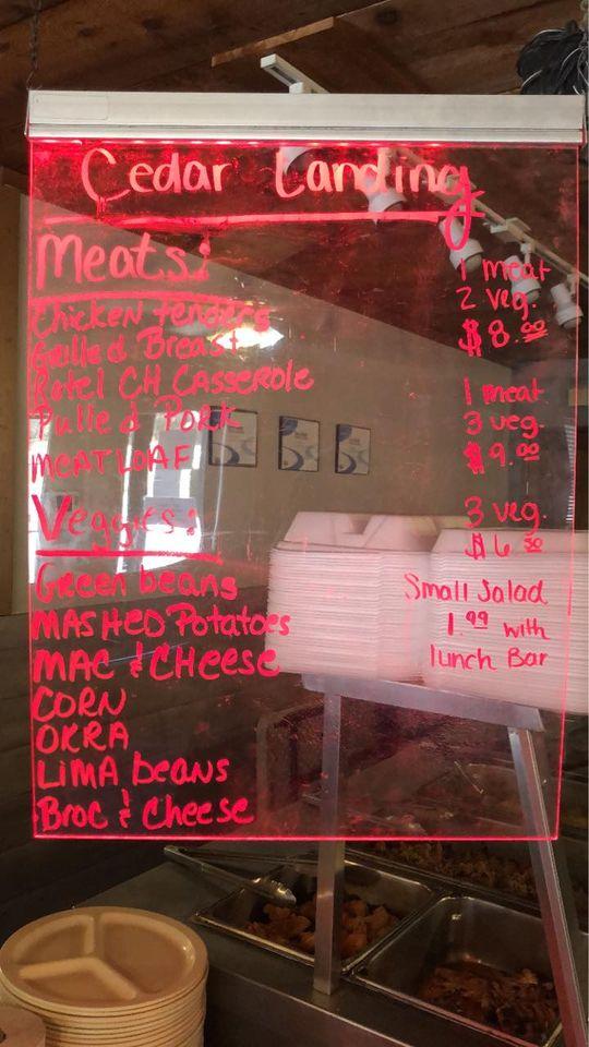 Menu at Cedar Landing restaurant, Winfield