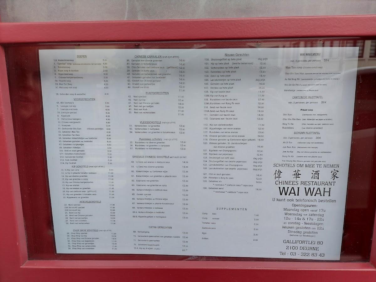 Speisekarte von Chinees Restaurant Wai Wah, Antwerpen