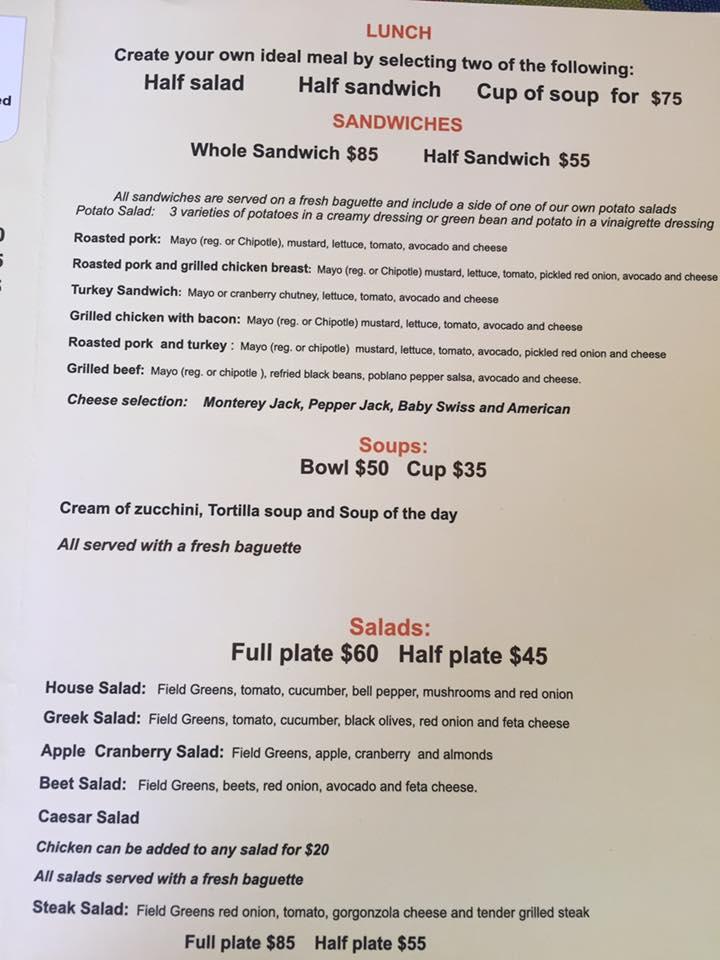 Menu at Gosha's Restaurant, Ajijic