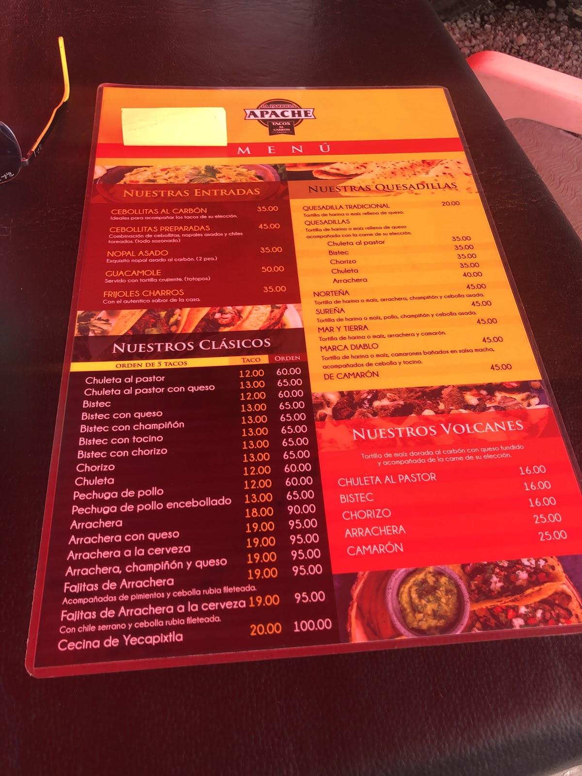 Menu at Parrilla Apache Pachuca, Pachuca