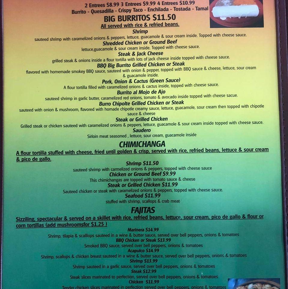 Menu at Rio Bravo Mexican Restaurant, Okeechobee, 151 NW 36th St