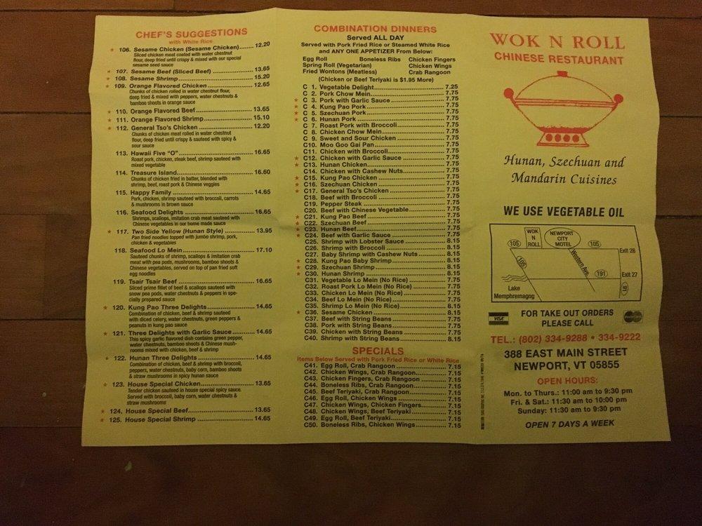 Menu at Wok & Roll restaurant, Newport