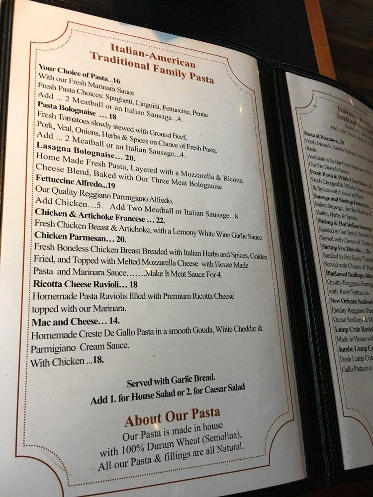 Carta de pizzería Albertino's Brick Oven Eatery, Ocean City