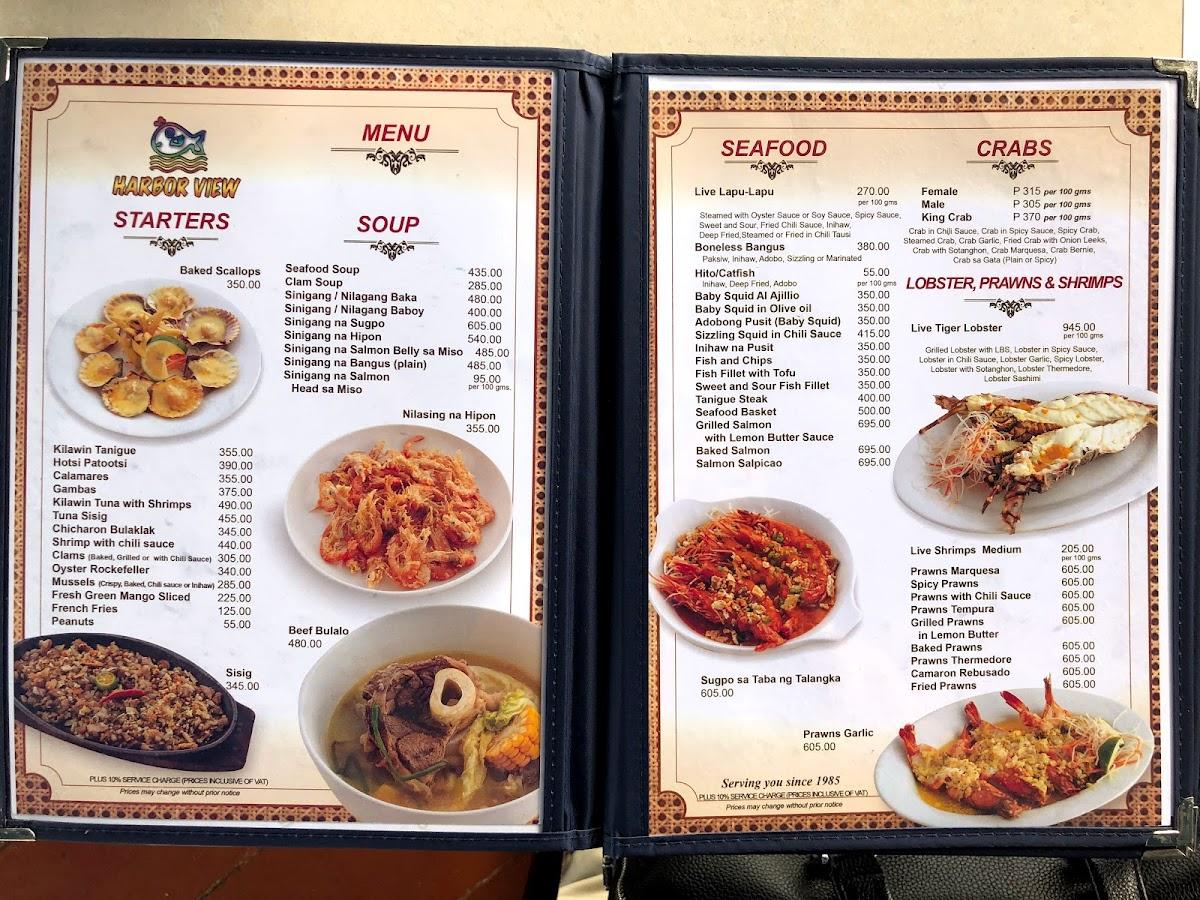 Menu at Harbor View Restaurant, Manila, South Dr