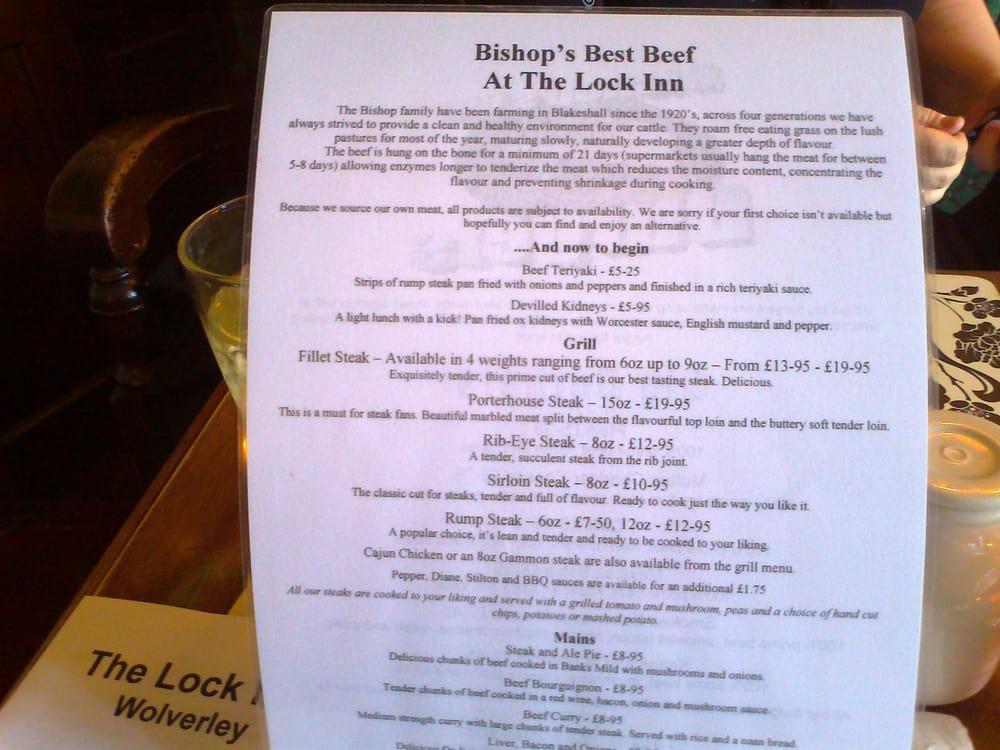 Menu at Lock Inn pub & bar, Kidderminster, Wolverley Road