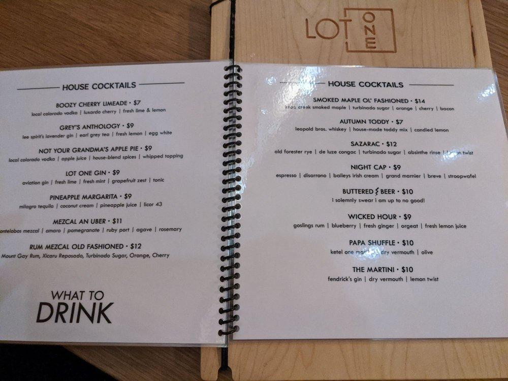 Menu at Lot One pub & bar, Arvada