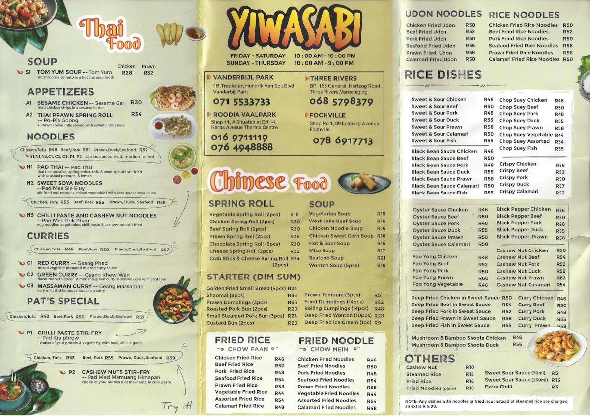 Menu at Asia House Vaalpark restaurant, Sasolburg