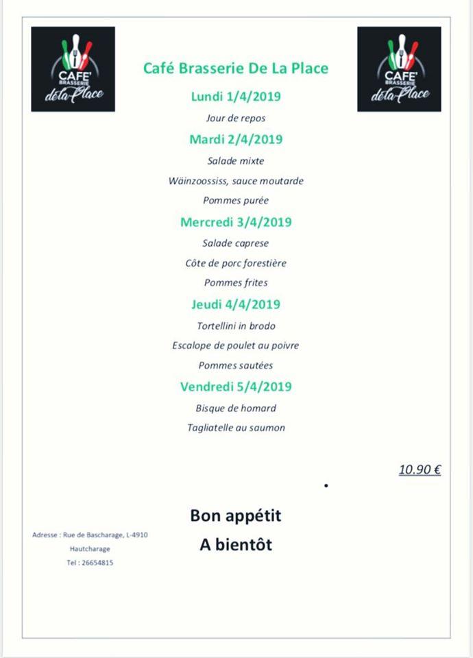 Menu au Café de la Place, Käerjeng