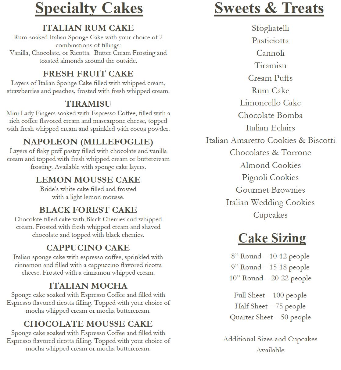 Menu at Cavallo's Deli and Imported Italian Foods Waterbury restaurant ...