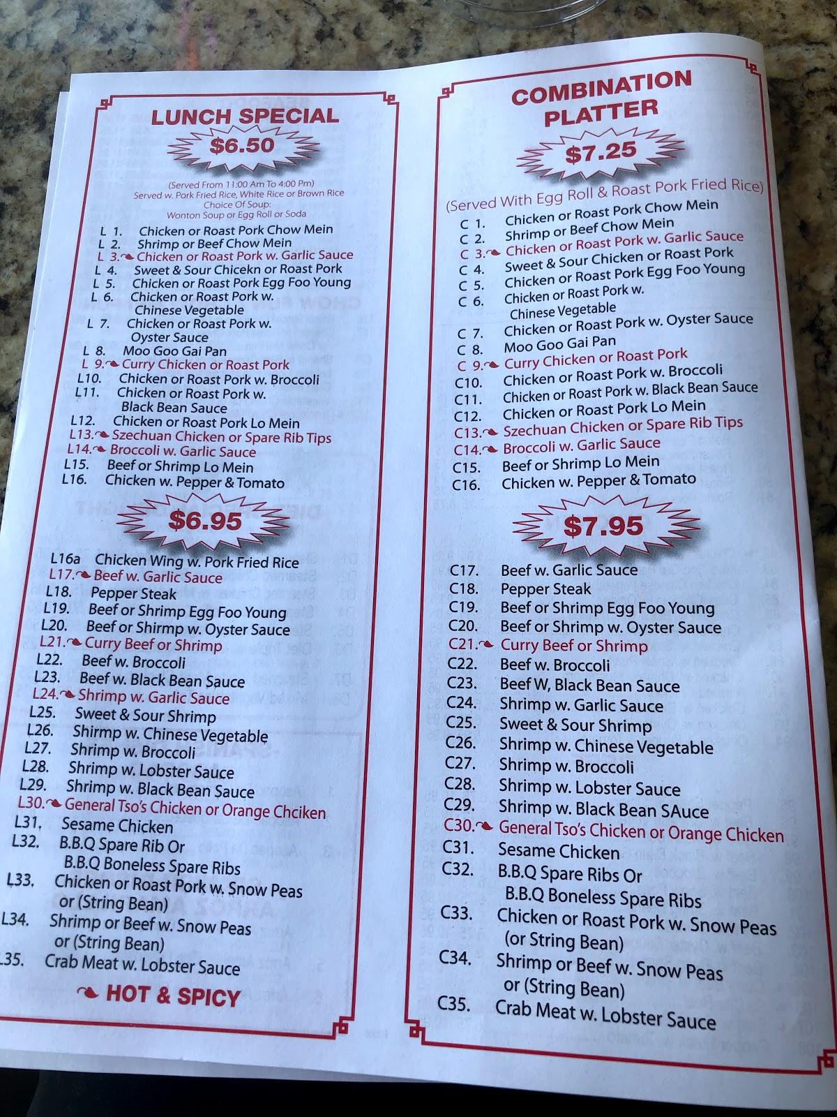 Menu at Friendly restaurant, Mount Vernon