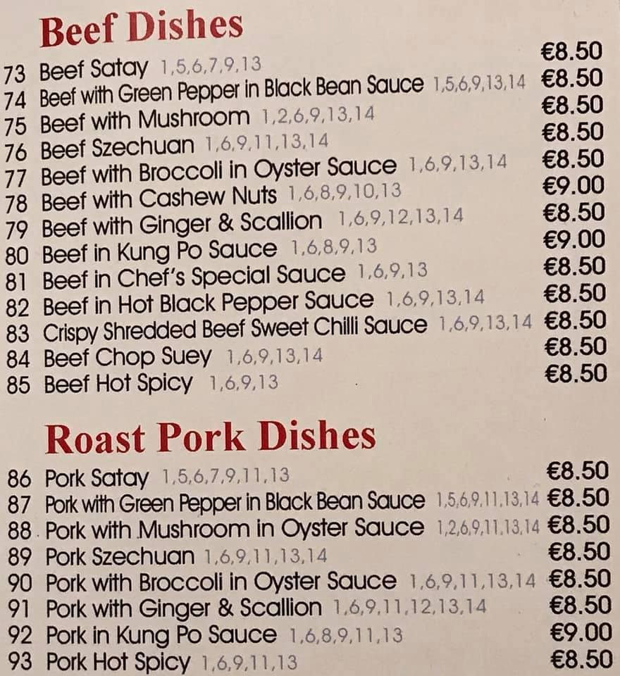 Menu at Happy Harbour Chinese Restaurant and Takeaway, Kilkee