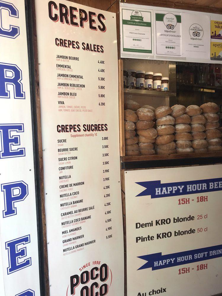 Menu at Poco Loco Burger restaurant, Chamonix