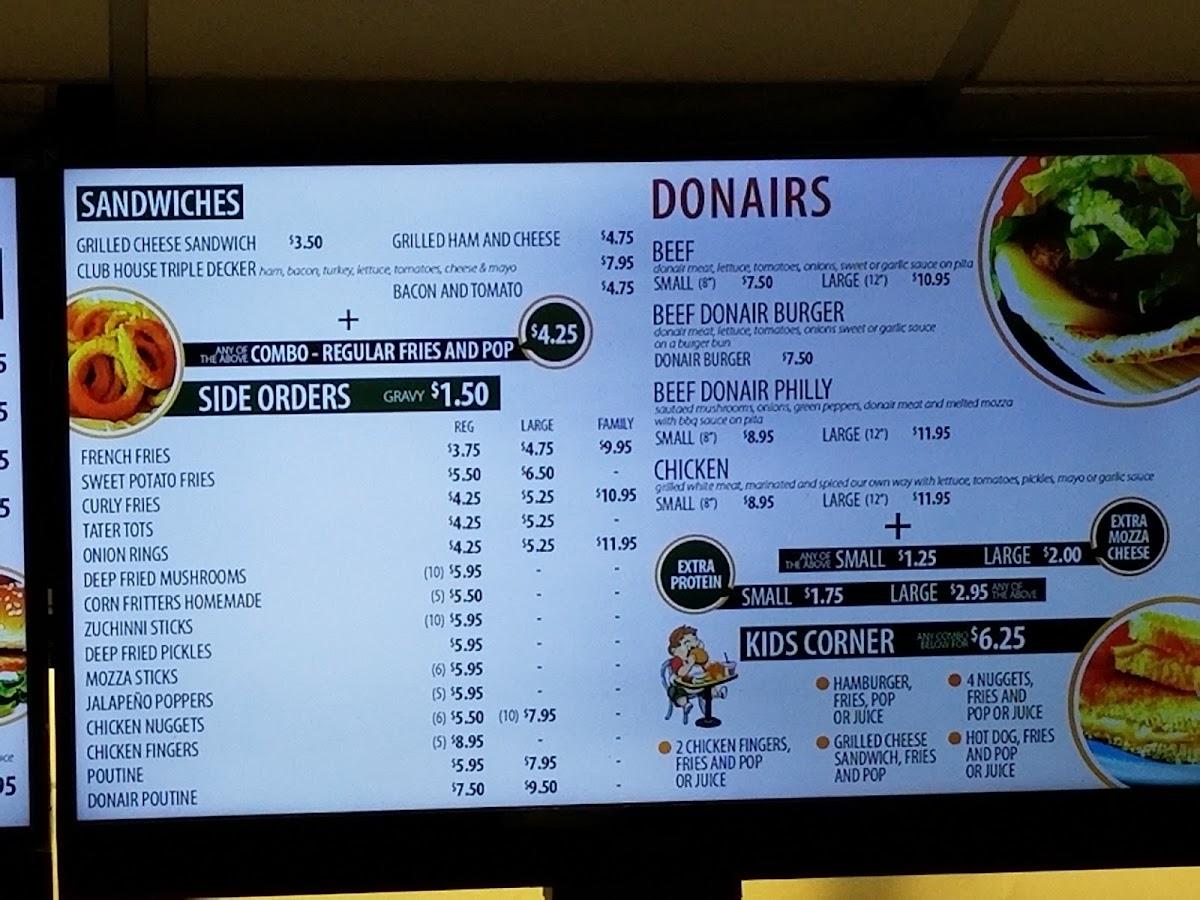 Menu at Ryan's Drive In fast food, Leduc
