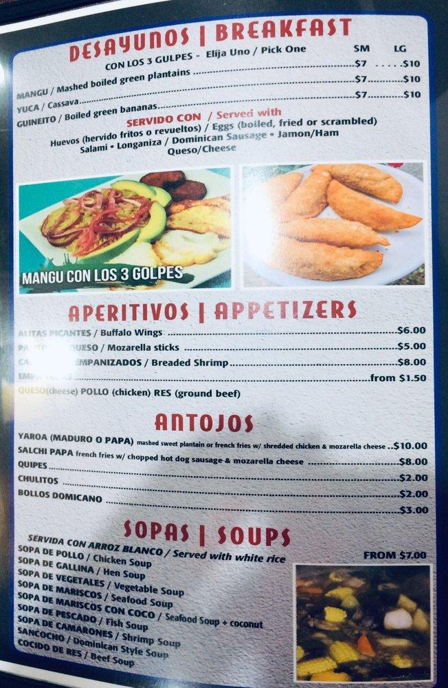 Menu at Sabroso Restaurant, New Brunswick