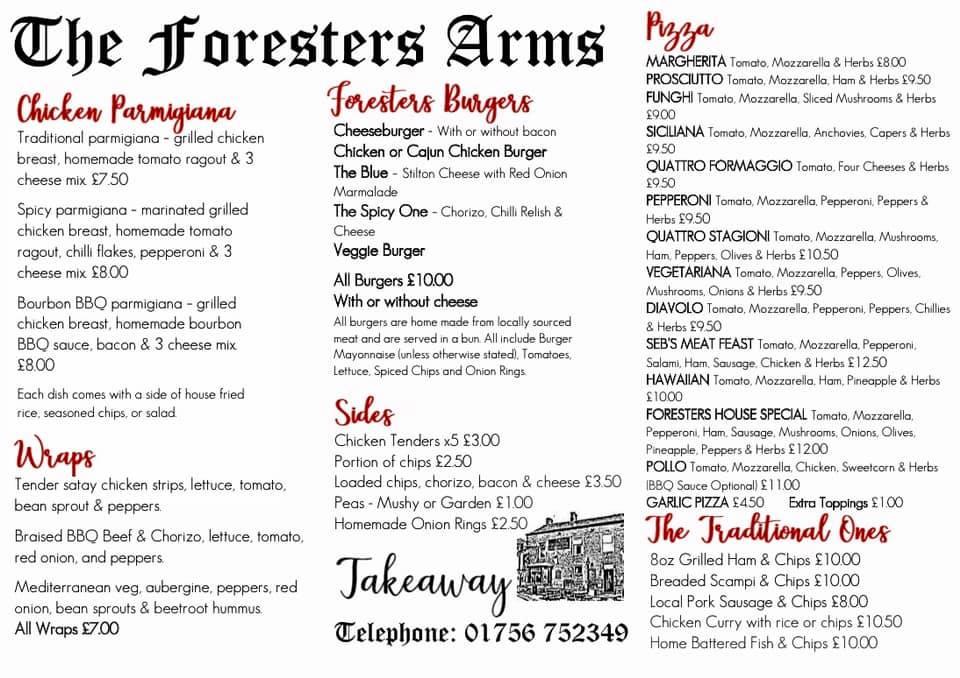 Menu at The Foresters Arms pub & bar, Grassington