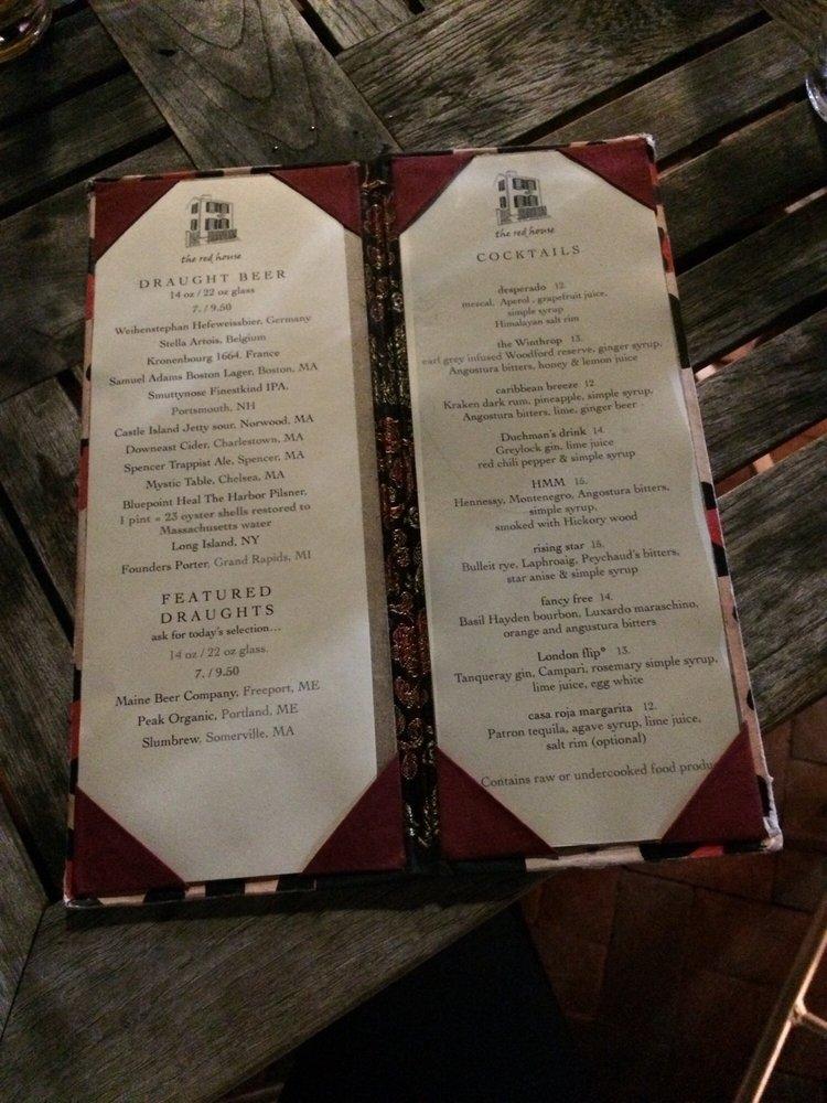 Menu at The Red House Restaurant, Cambridge, 98 Winthrop St