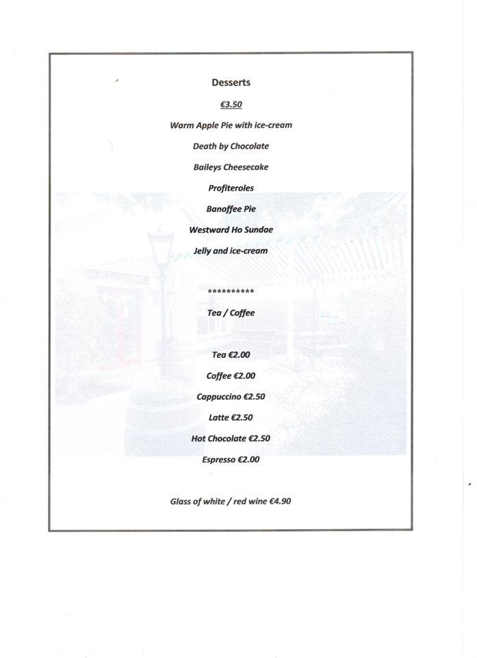 Menu at Westward Ho Bar & Restaurant, Mungret