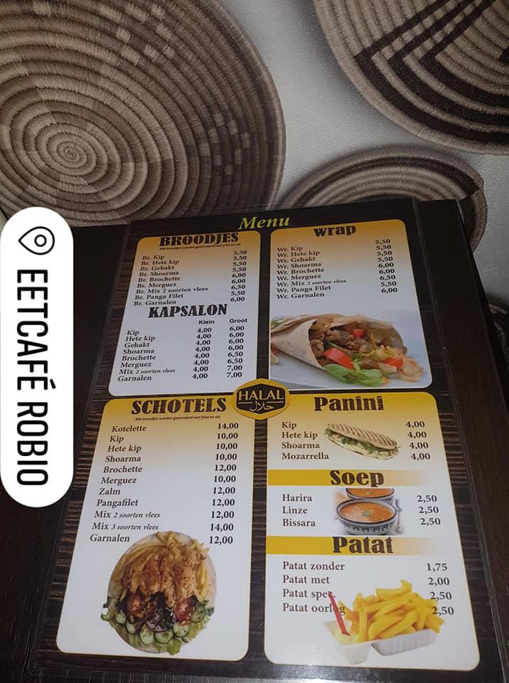Menu au Eetcafé robio, Amsterdam