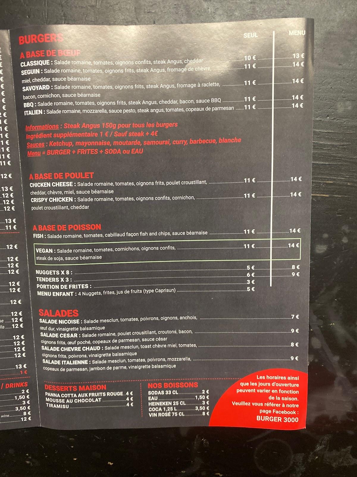 Menu at Pizza 3000 St Raphaël pizzeria, Saint-Raphaël, Bd du Cerceron