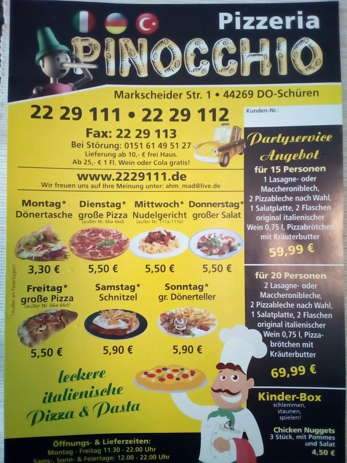 Speisekarte von Restaurant Pinocchio, Dortmund