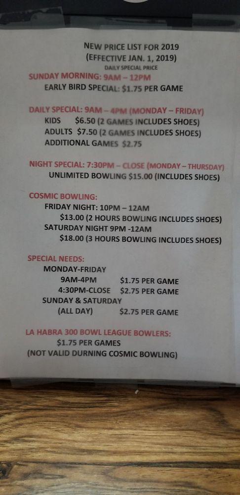 Menu at 300 Bowl Coffee Shop pub & bar, La Habra