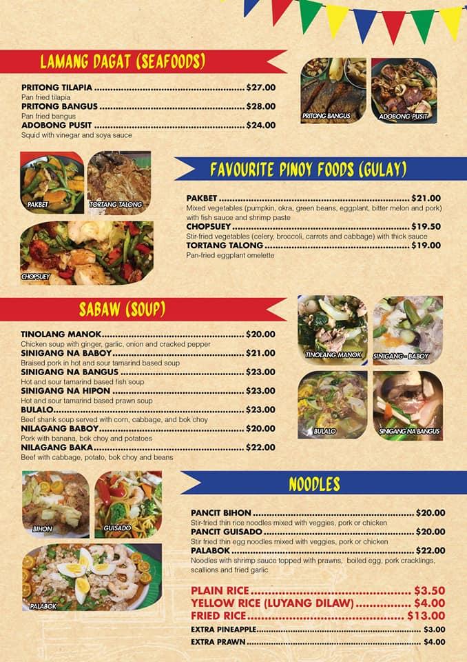 Menu at Pinoy Fiesta Restaurant, Midland
