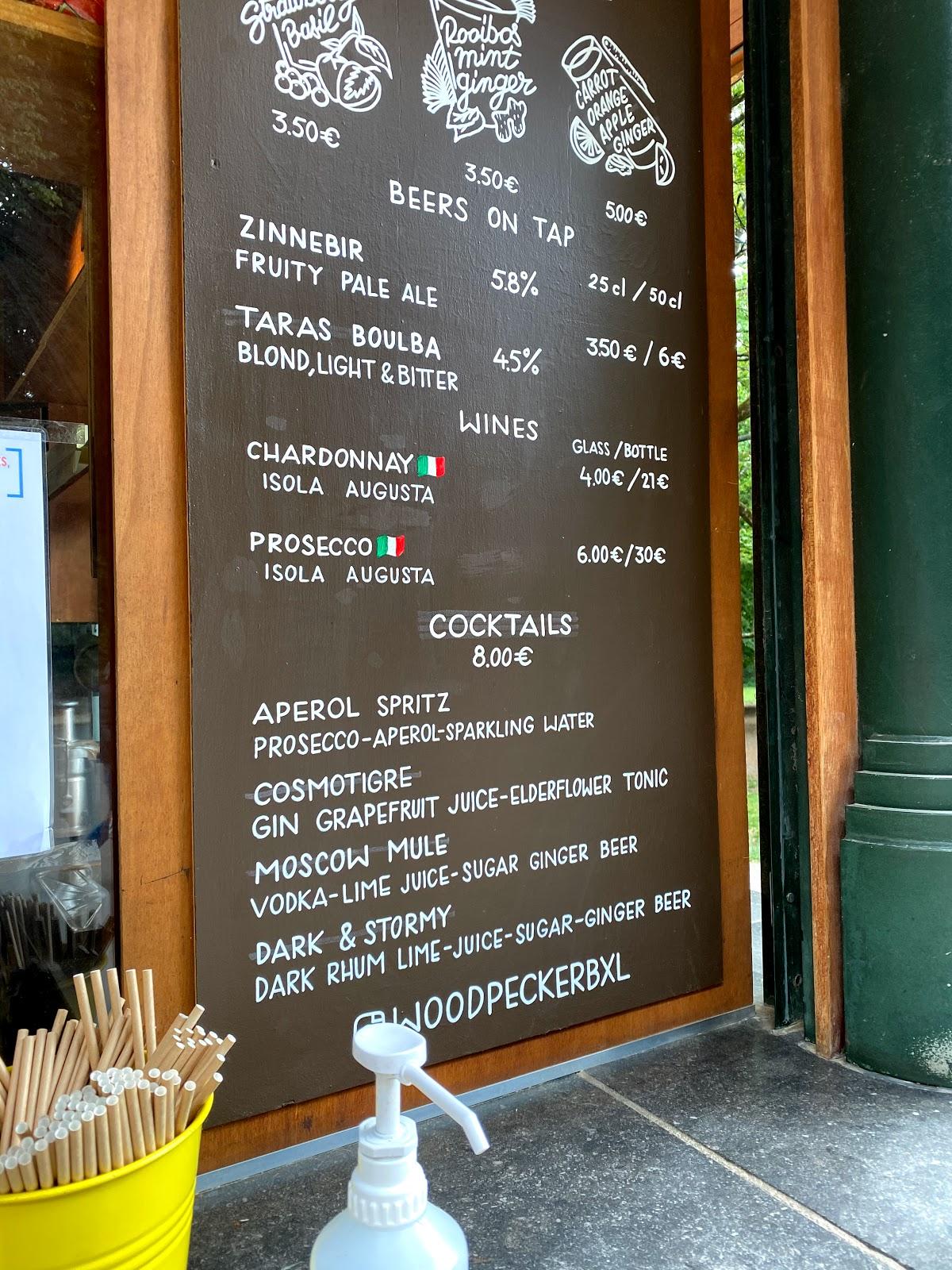 Menu at Woodpecker Bois de la Cambre, Brussels, Carr des Attelages 1