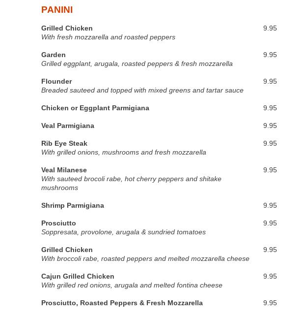 Menu at Francesco's restaurant, Woodland Park, 568 McBride Ave