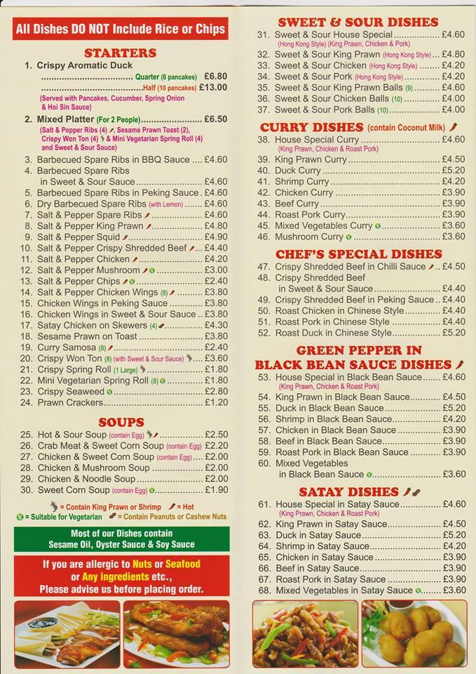 Menu at Gold Crown Chinese Takeaway restaurant, Cleethorpes