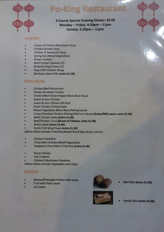 Menu at Po King Restaurant, Maybole