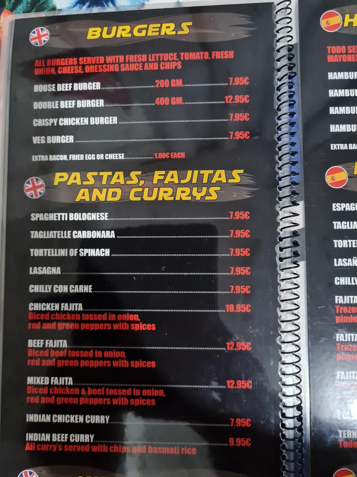 Menu at Sizzler House Restaurante, Benidorm