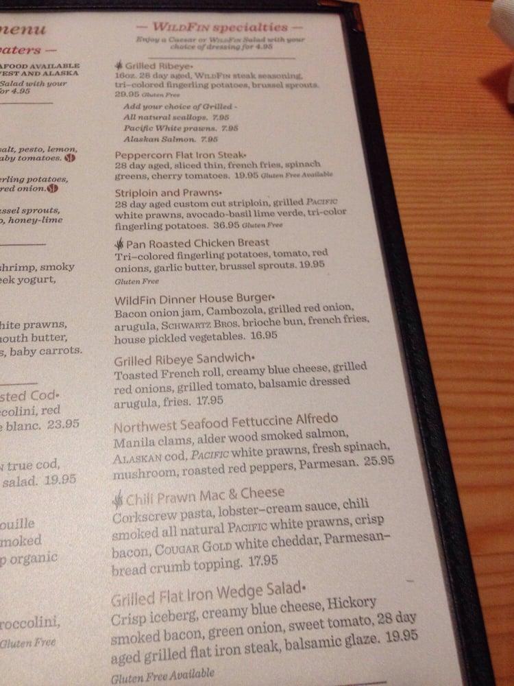 Menu at WildFin American Grill pub & bar, Tacoma
