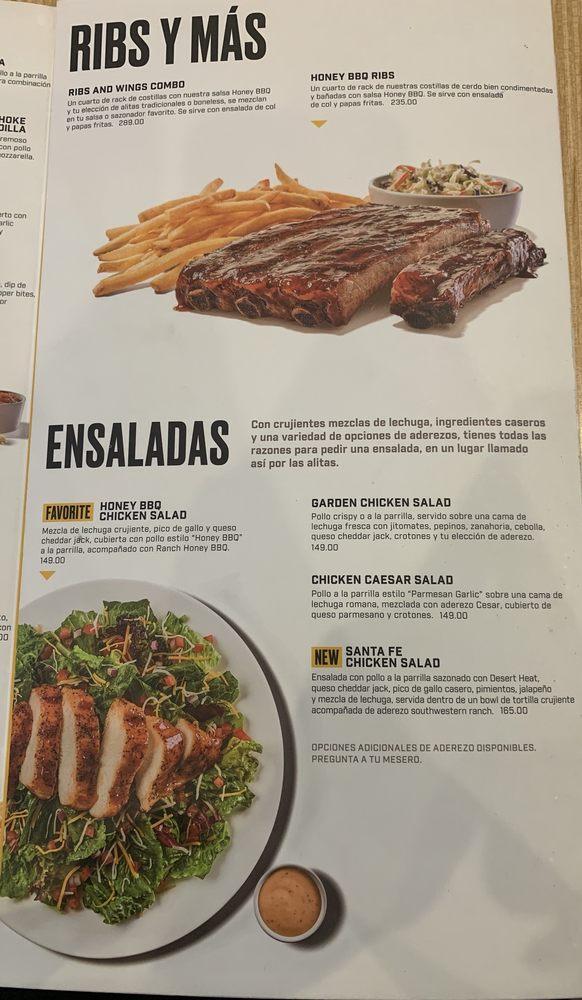 Carta del pub y bar Buffalo Wild Wings, Mexicali