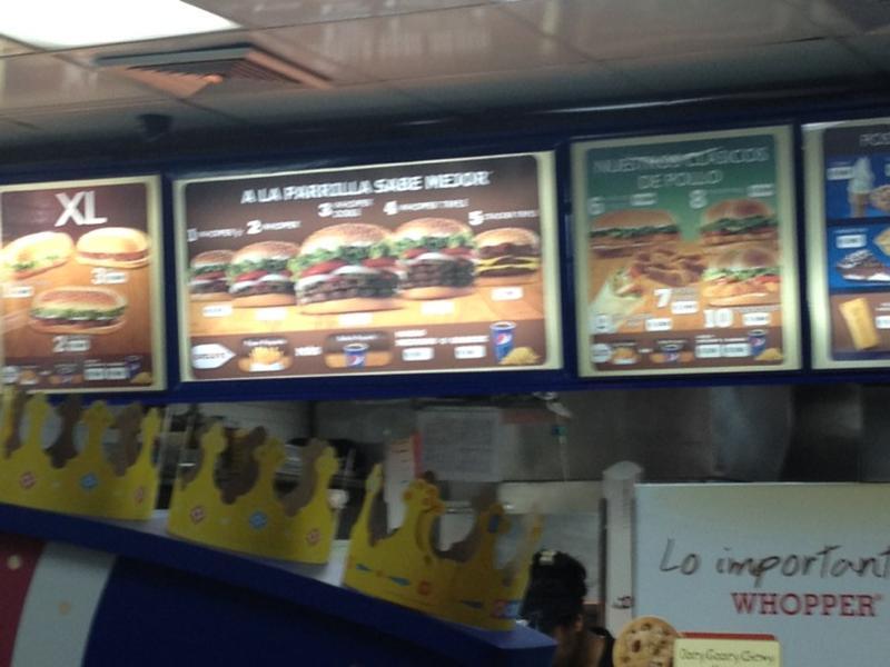 Menu at Burger King restaurant, Santiago De Los Caballeros, Av Salvador ...