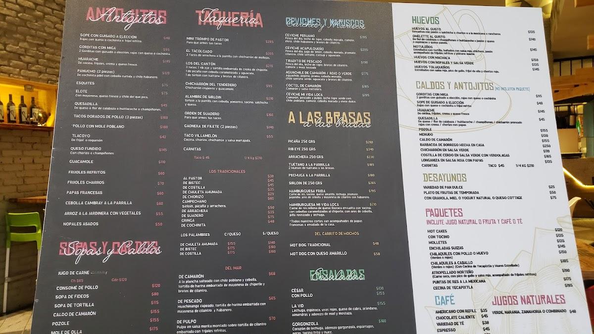 Menu at Mi Vida Loca restaurant, Santiago de Querétaro, Anillo Vial ...