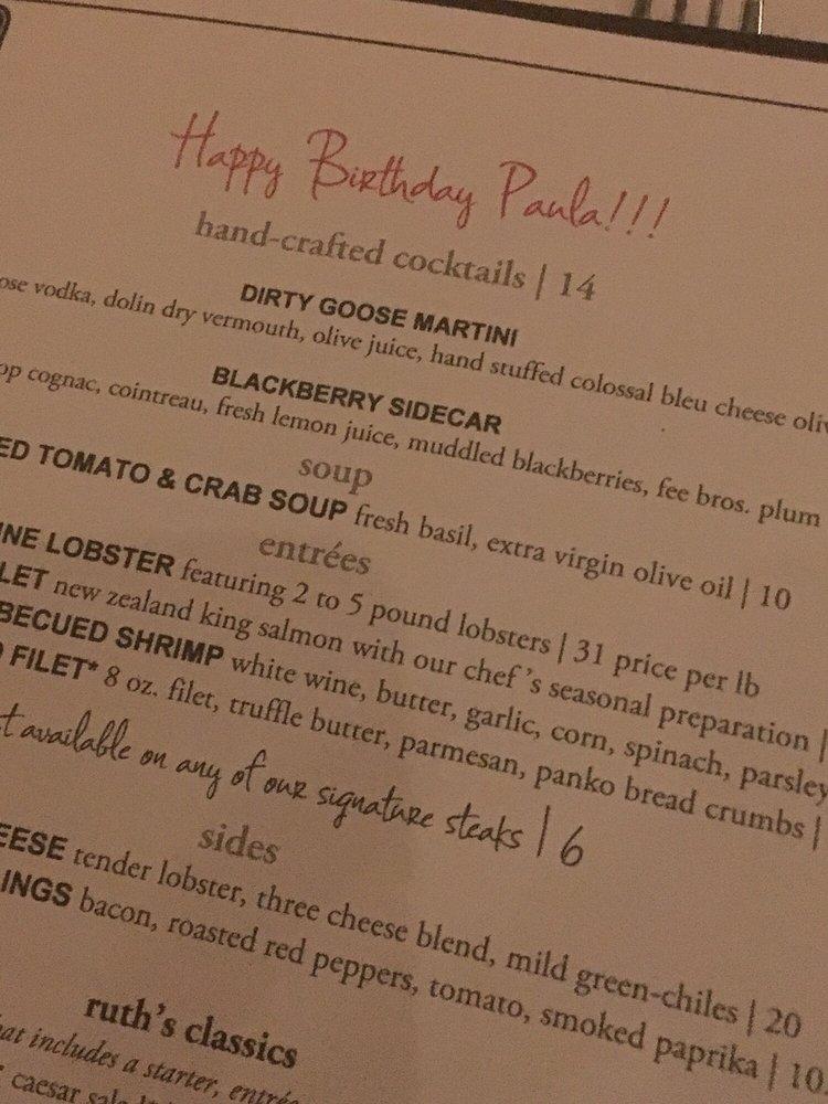 Carta del pub y bar Ruth's Chris Steak House, Marina del Rey, Maxella ...