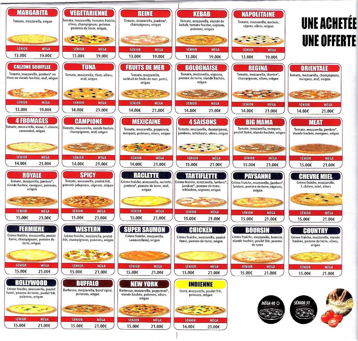 Menu au FPS - France Pizza pizzeria, Pontoise