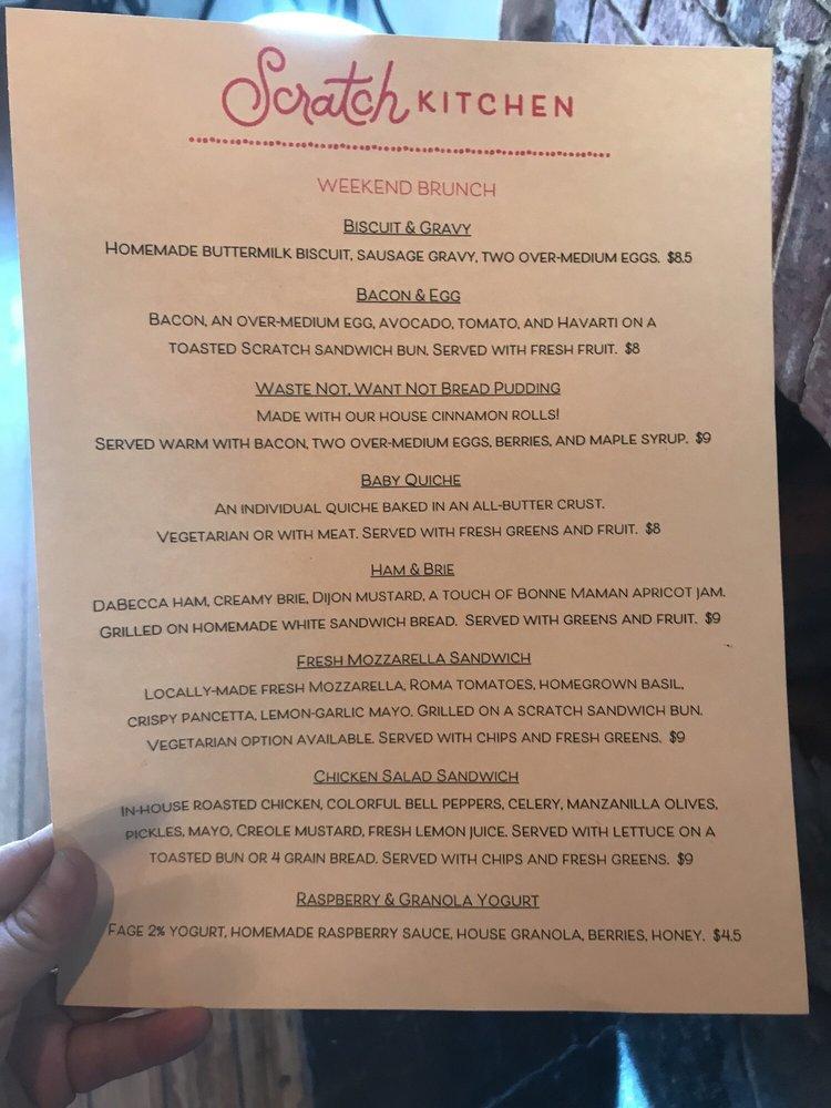 Menu at Scratch Kitchen cafe, San Antonio