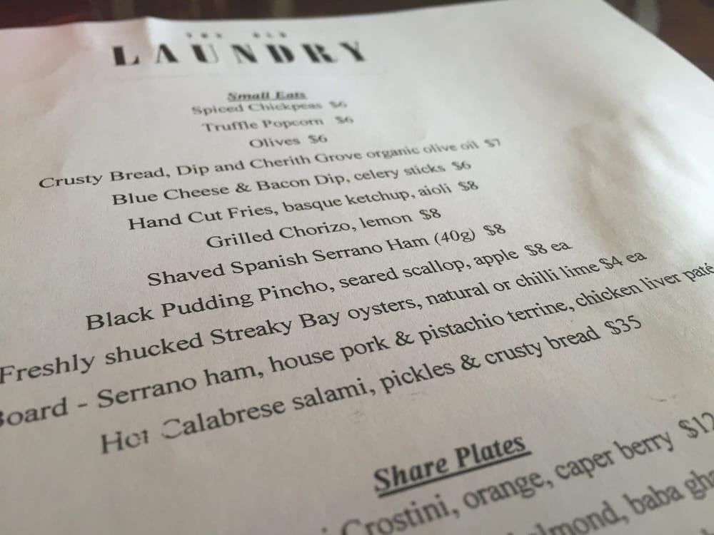 Menu at The Old Laundry Bar & Kitchen, North Perth