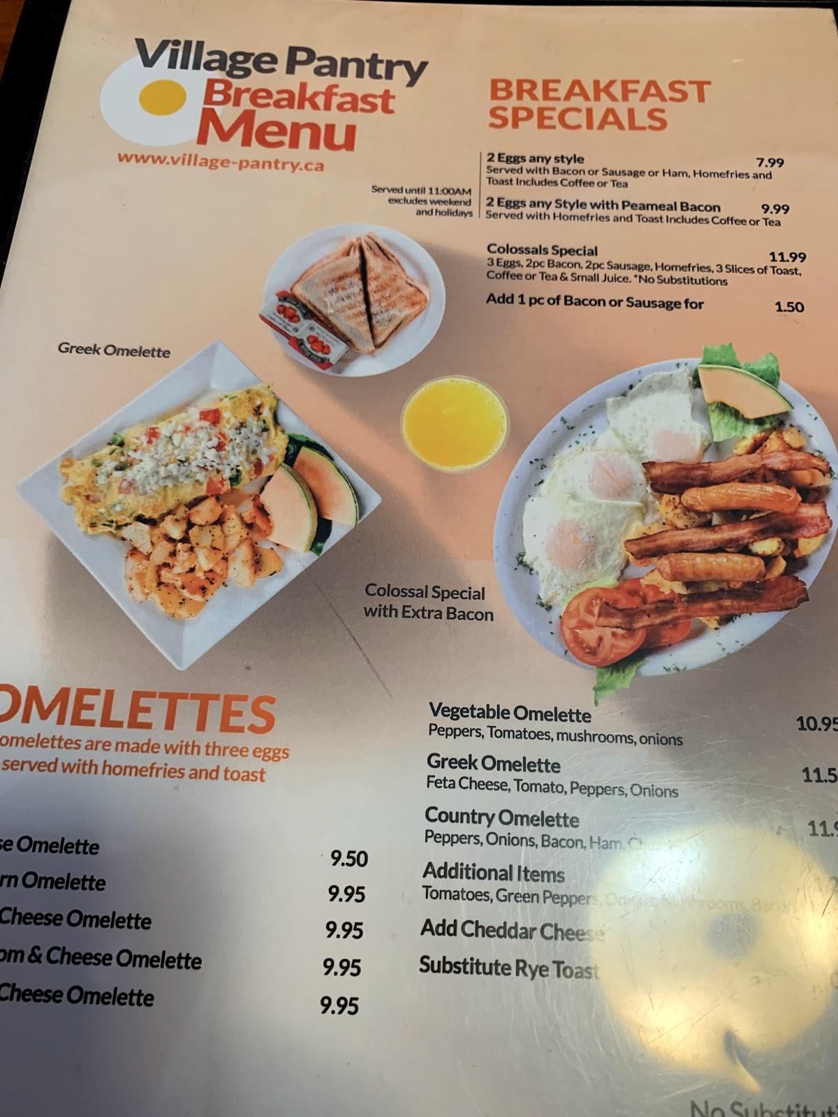 Menu at Village Pantry Restaurant, London