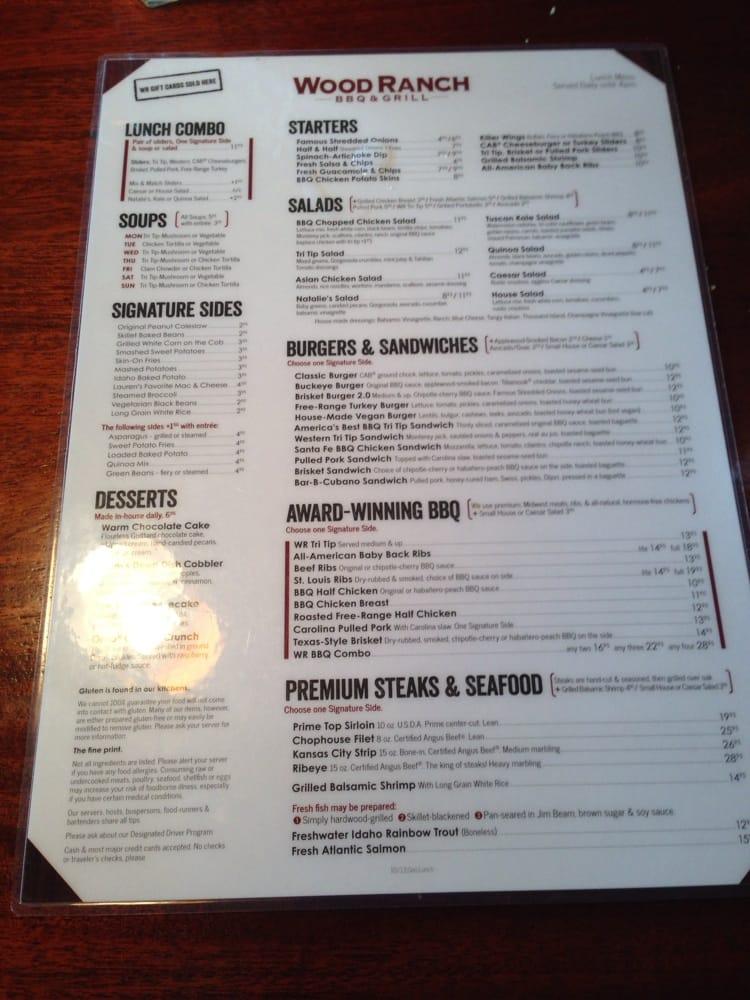 Menu at Wood Ranch BBQ & Grill, Stevenson Ranch, The Old Rd
