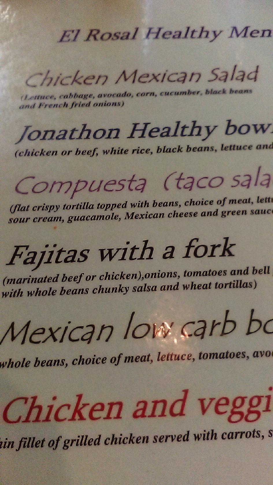 Menu at El Rosal Bar & Grill, Visalia, W Noble Ave