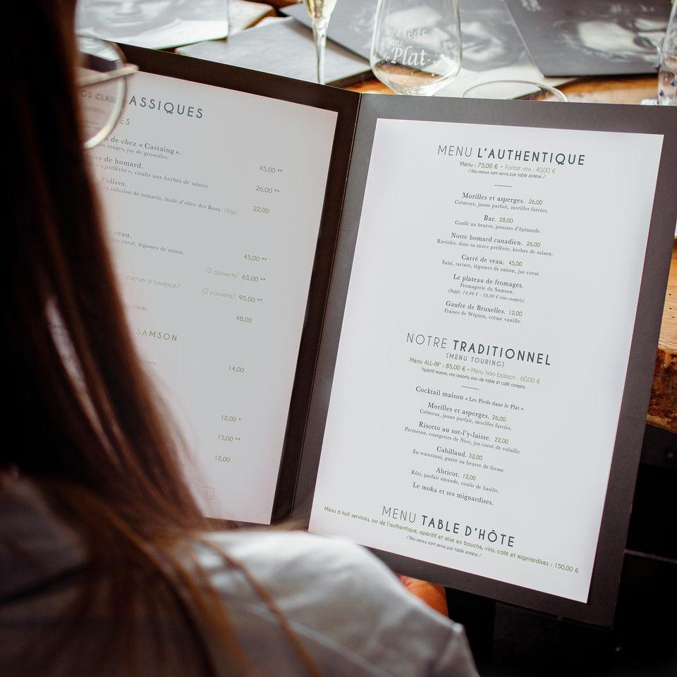 Menu au Les Pieds dans le Plat, Hotton