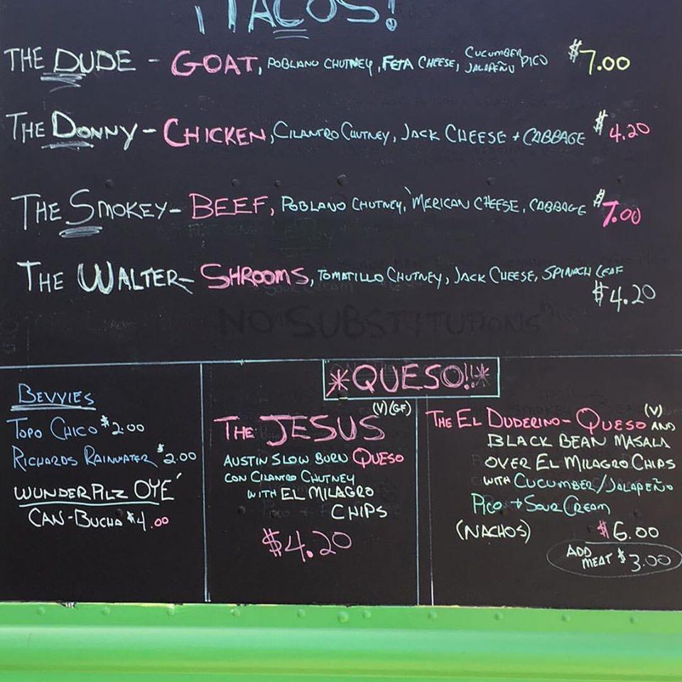 Menu at Lotus Joint, Austin, PO Box 420