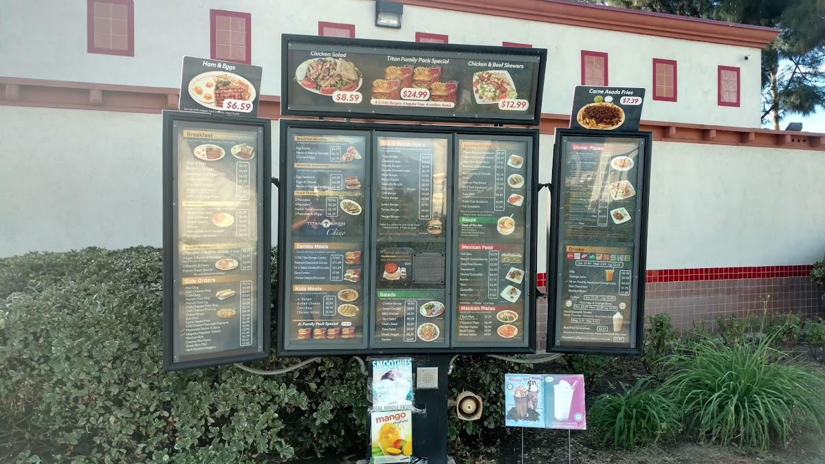 Menu at Titan Burgers Chino restaurant, Chino
