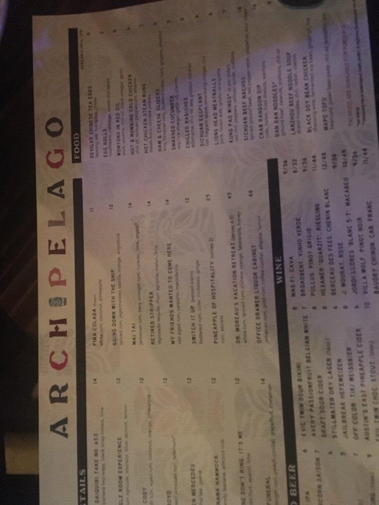 Menu at Archipelago pub & bar, Washington, U St NW