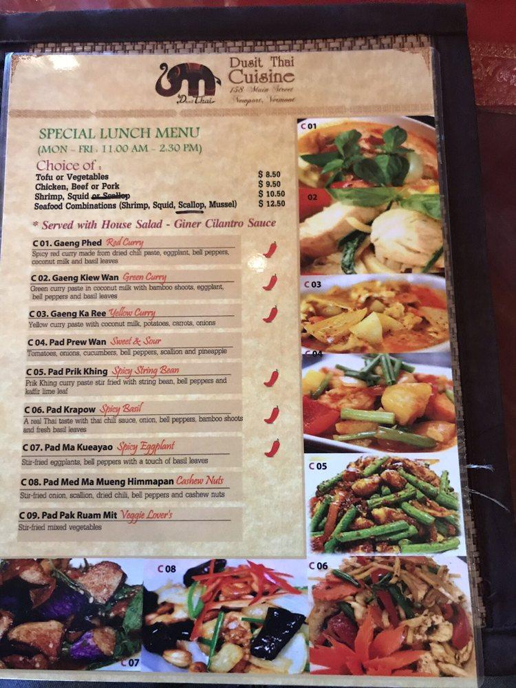 Menu at Dusit Thai Cuisine restaurant, Newport